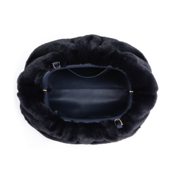 FAUX FUR POUCH BAG NAVY BLUE – DARK department