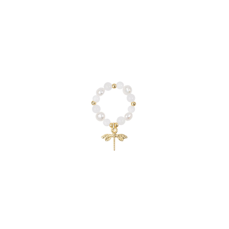 STONE & PEARL BEAD RING 4 MM W/CHARM WHITE MIX – DARK department