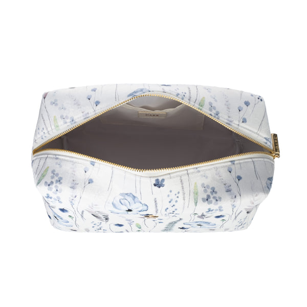 VELVET SQUARE MAKE-UP POUCH LARGE BLUE TONES FLOWER PATTERN – DARK ...