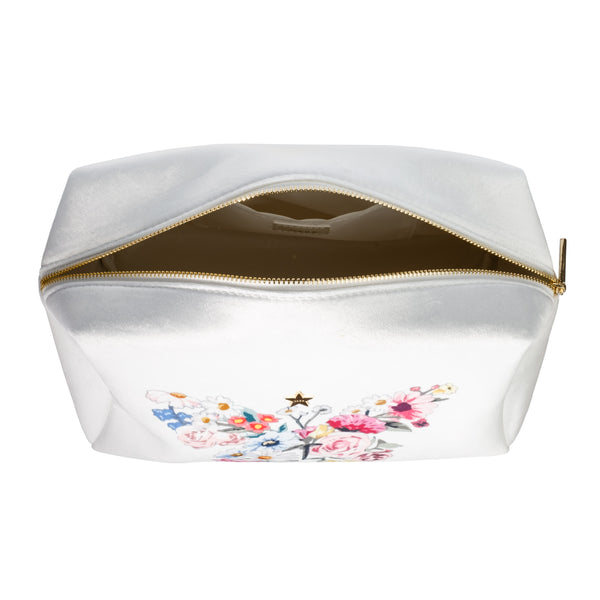 VELVET SQUARE MAKE-UP POUCH LARGE OFF WHITE W/BUTTERFLY – DARK department
